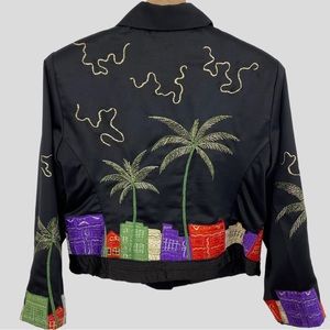 Vintage | Jackets & Coats | Vintage Tunique Black Colorful Metallic ...